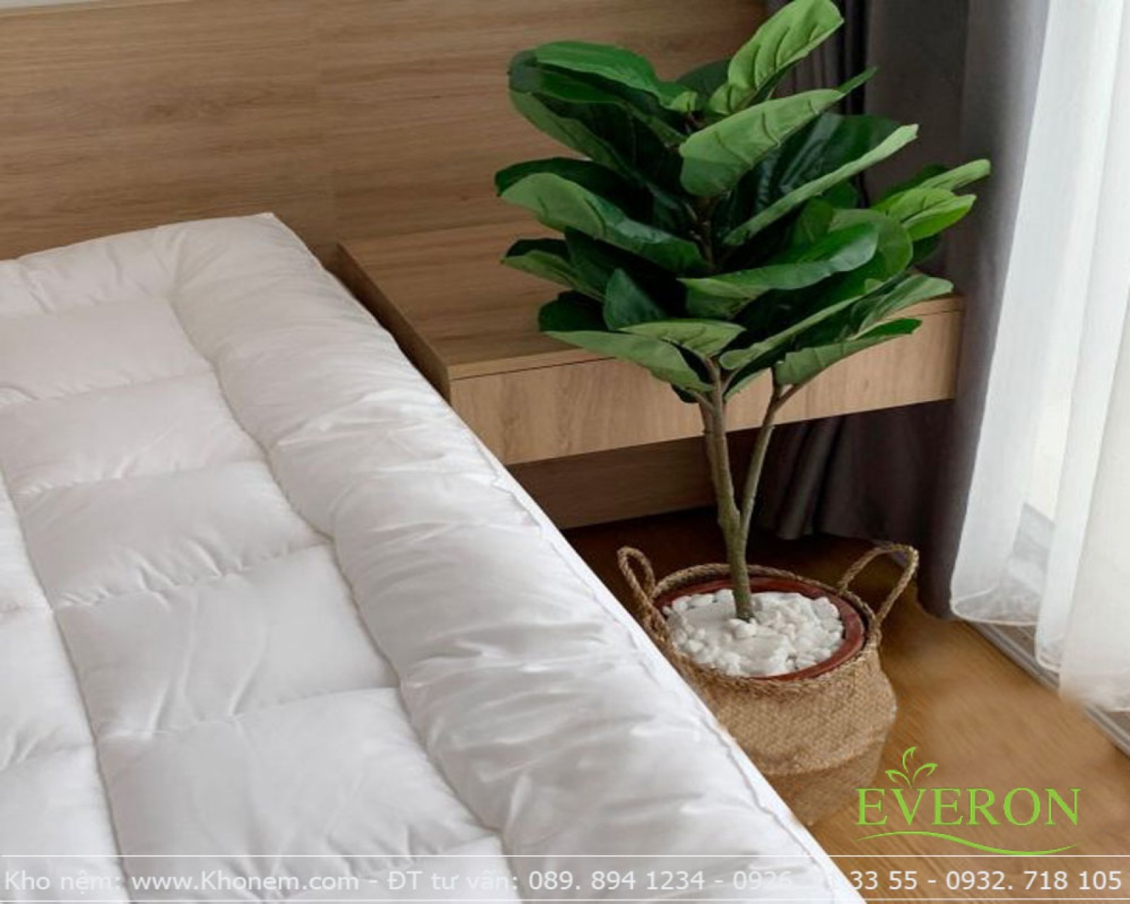 Nệm Topper bông Everon dày 5 (cm)